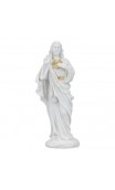 Statue Sacré-Coeur de Jésus en résine et poudre de marbre, filet doré 9 cm