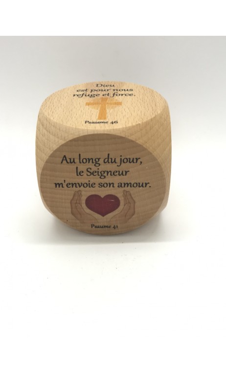Dé de prière moyen modèle, psaumes (bois imprimé)