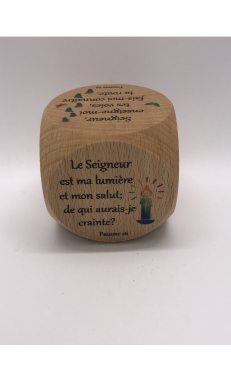 Dé de prière moyen modèle, psaumes (bois imprimé)
