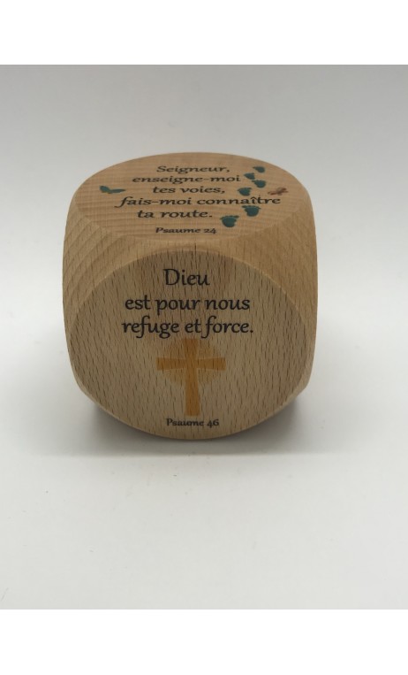 Dé de prière grand modèle, psaumes (bois imprimé)